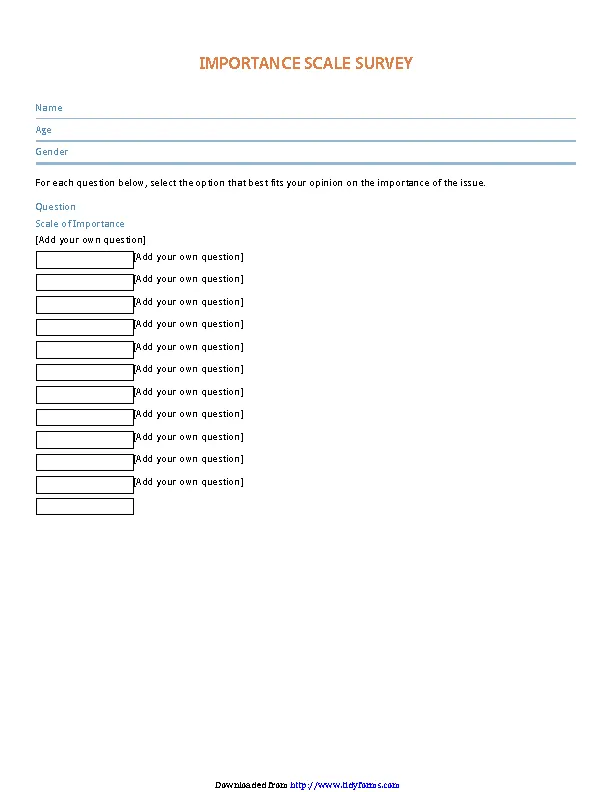 Importance Scale Survey Template - PDFSimpli