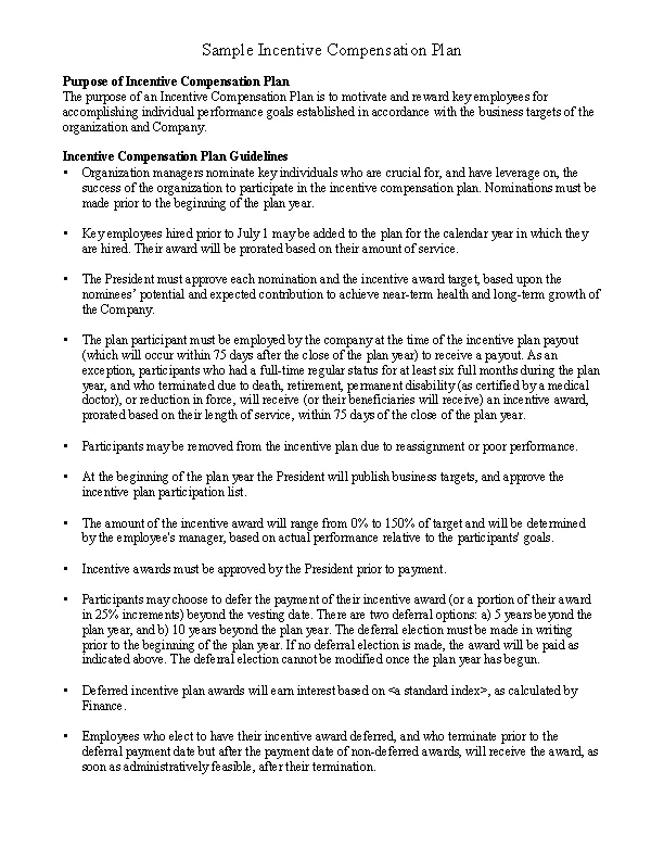 Incentive Compensation Plan Template - PDFSimpli Incentive Compensation Plan Template - PDFSimpli