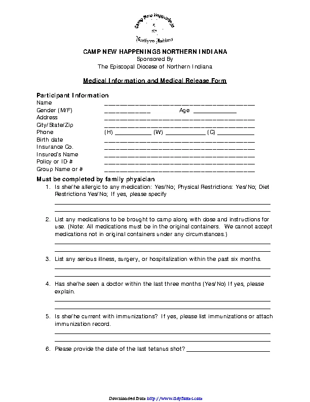Indiana Medical Release Form 2 - PDFSimpli