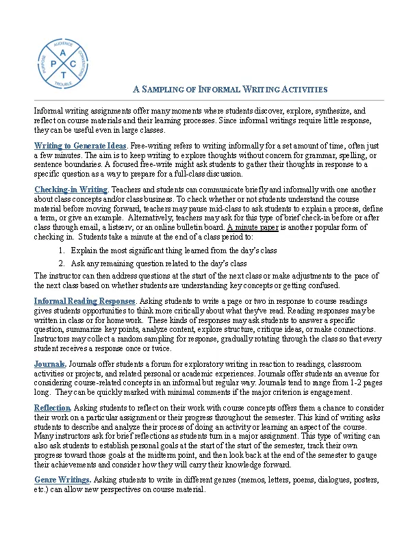 Informal Writing Minutes1 - PDFSimpli