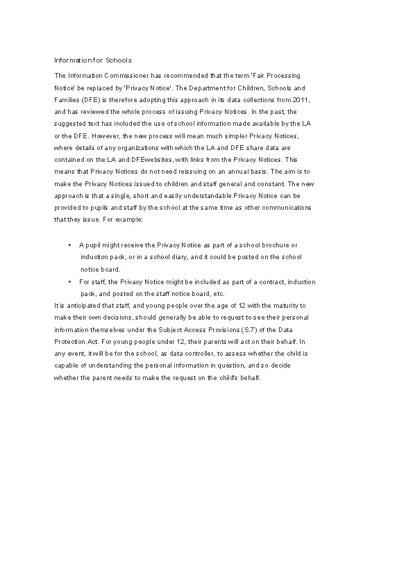 Information For Schools Privacy Notice Template - PDFSimpli