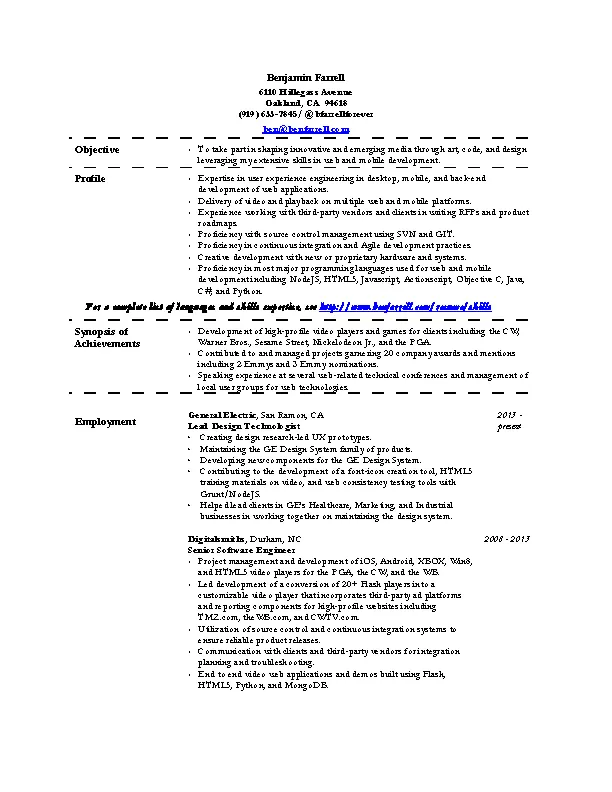Interactive Developer Resume Pdfsimpli