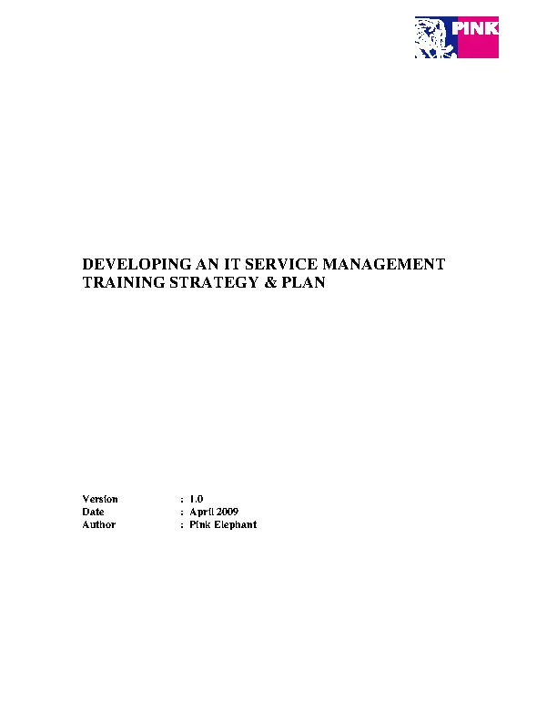 It Service Management Training Strategy Plan Pdf Template1 - PDFSimpli
