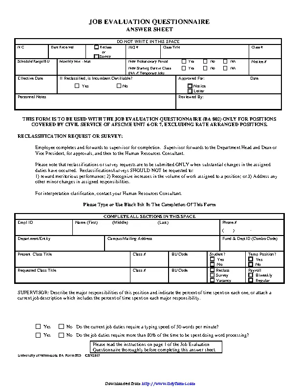 Job Evaluation Form 1 - PDFSimpli