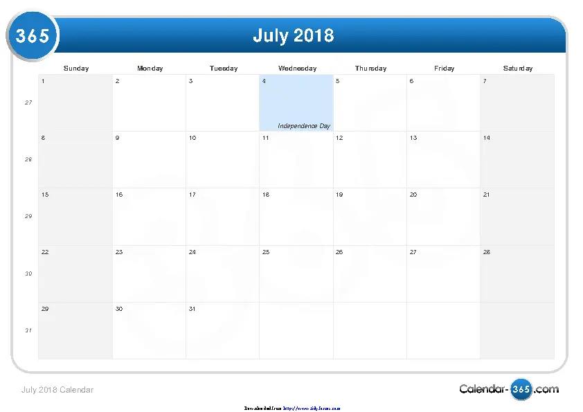 July 2018 Calendar 3 - PDFSimpli