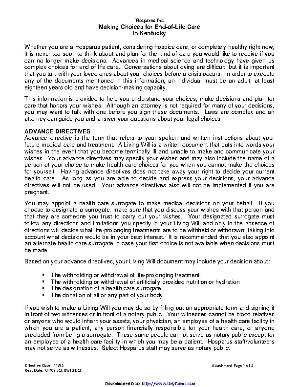 Kentucky Advance Health Care Directive Form 2 - PDFSimpli