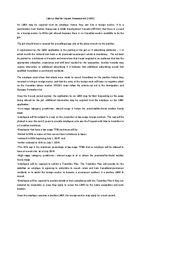 Labour Market Impact Assessment - PDFSimpli