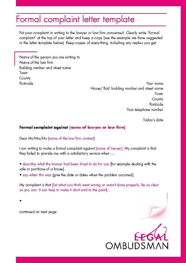Legal Formal Complaint Letter Template Pdf Printable - PDFSimpli Legal Formal Complaint Letter Template Pdf Printable - PDFSimpli