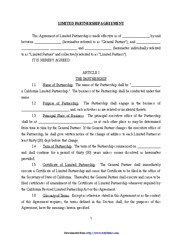 Limited Partnership Agreement 1 - PDFSimpli