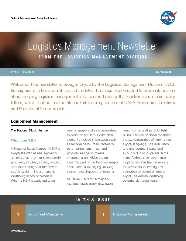 Logistics Management Newsletter - PDFSimpli