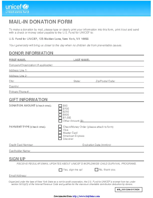 Mail In Donation Form - PDFSimpli