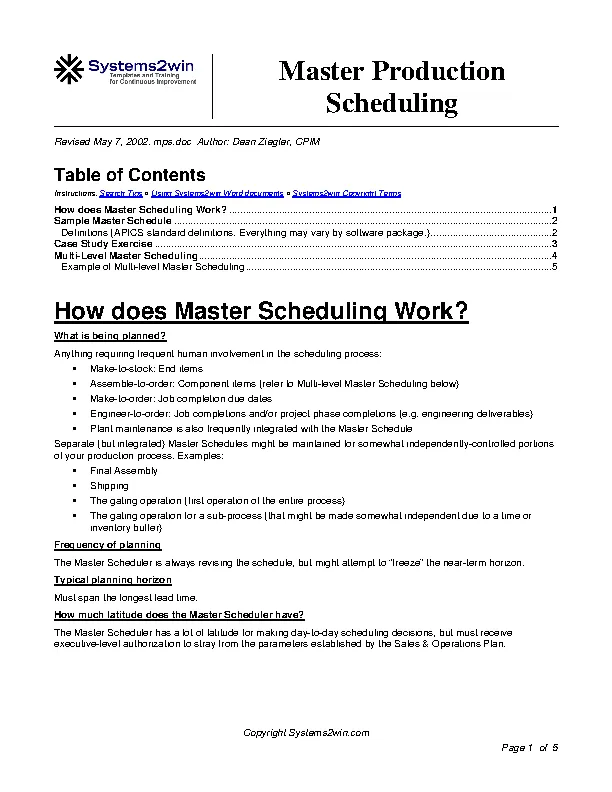 Master Production Schedule Template - PDFSimpli