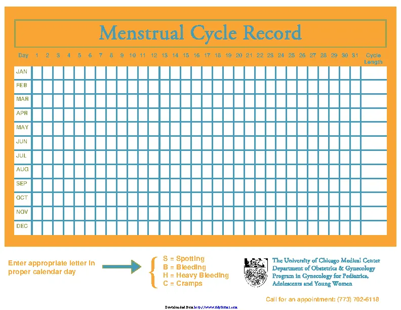Menstrual Calendar 1 - PDFSimpli