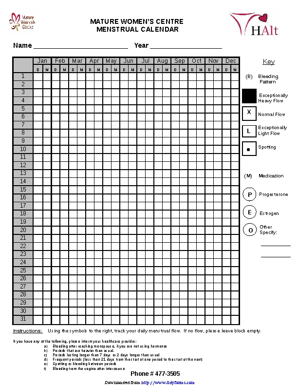 Menstrual Calendar 2 - PDFSimpli
