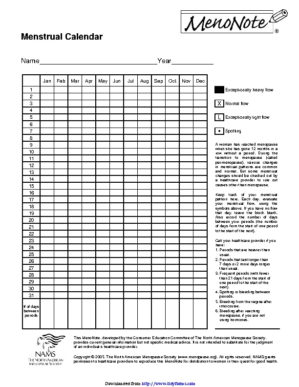 Menstrual Calendar 3 - PDFSimpli