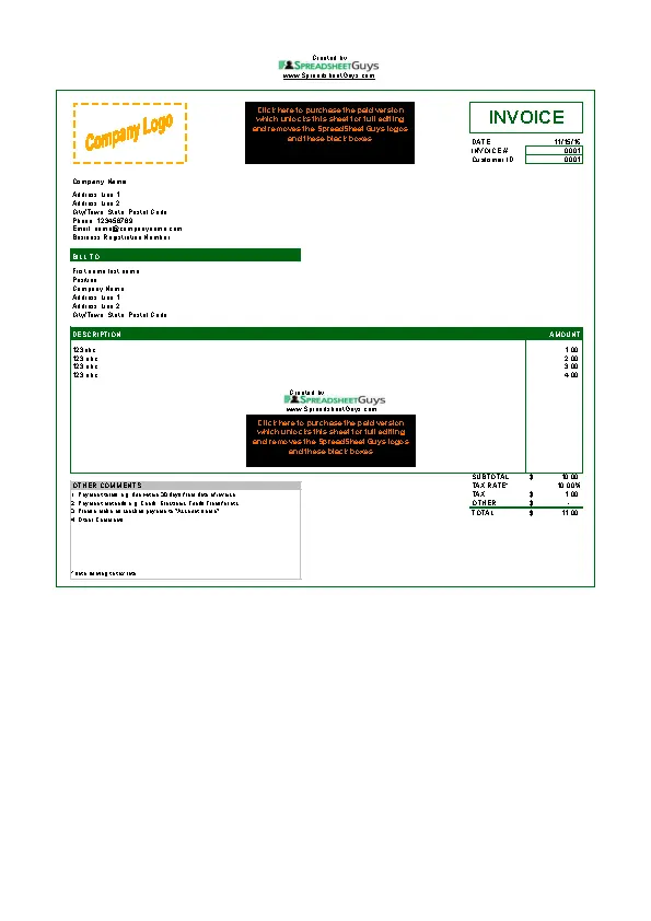 Microsoft Tax Invoice Template In Excel - PDFSimpli