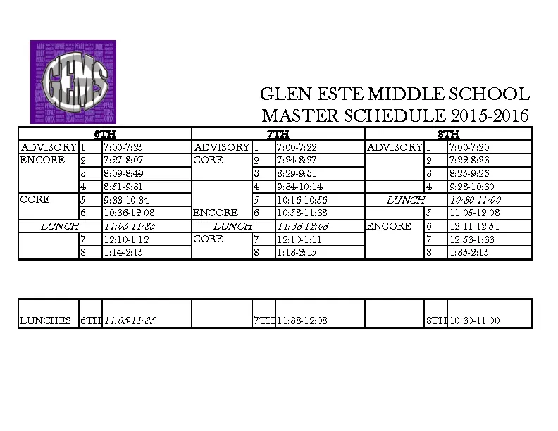 Middle School Master Schedule Template PDFSimpli