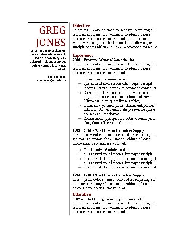 Milano Resume Template - PDFSimpli