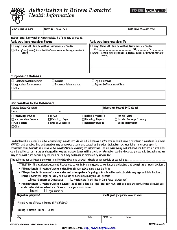 Minnesota Authorization To Release Protected Health Information - PDFSimpli