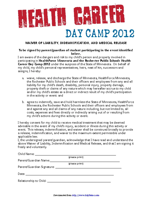 Minnesota Medical Release Form 1 - PDFSimpli