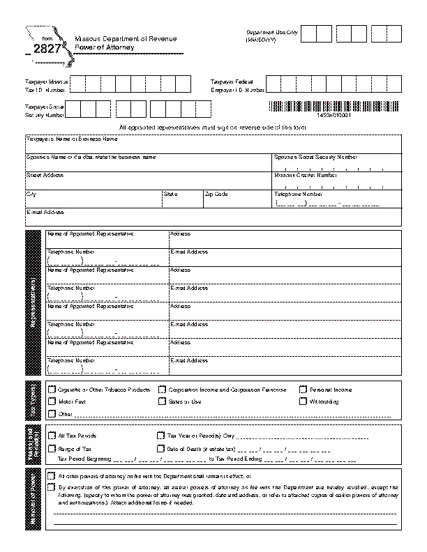 missouri tax power of attorney form 2827 - PDFSimpli