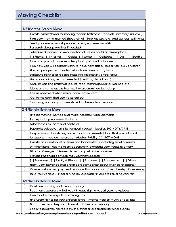 Moving Checklist Template - PDFSimpli