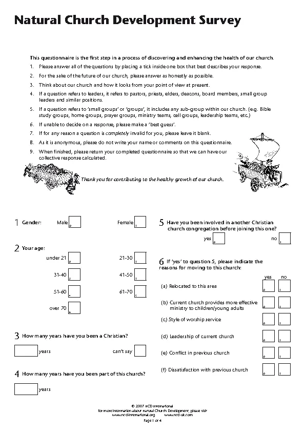 Natural Church Development Survey Template - PDFSimpli