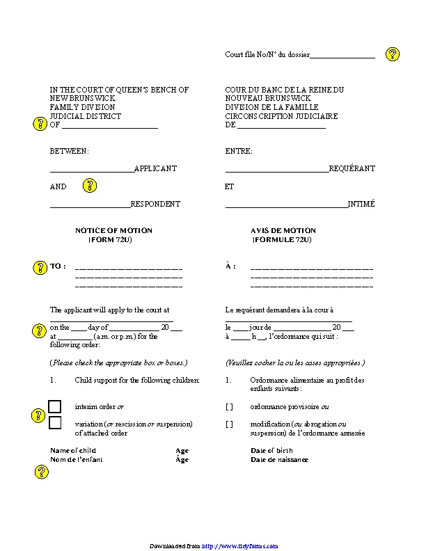 New Brunswick Notice Of Motion Form - PDFSimpli