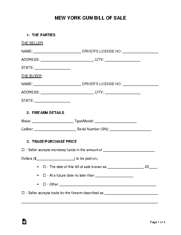 new york gun bill of sale - PDFSimpli