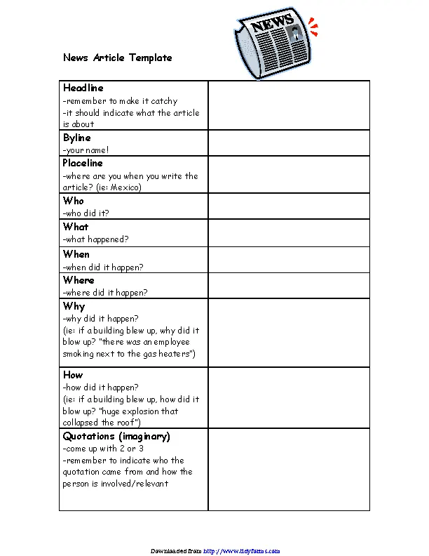 Newspaper Article Template