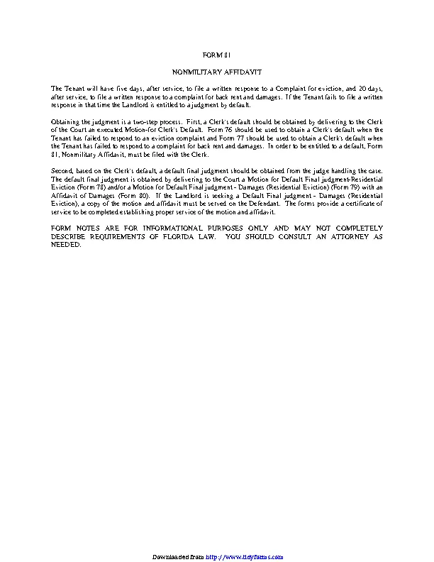 Nonmilitary Affidavit - PDFSimpli