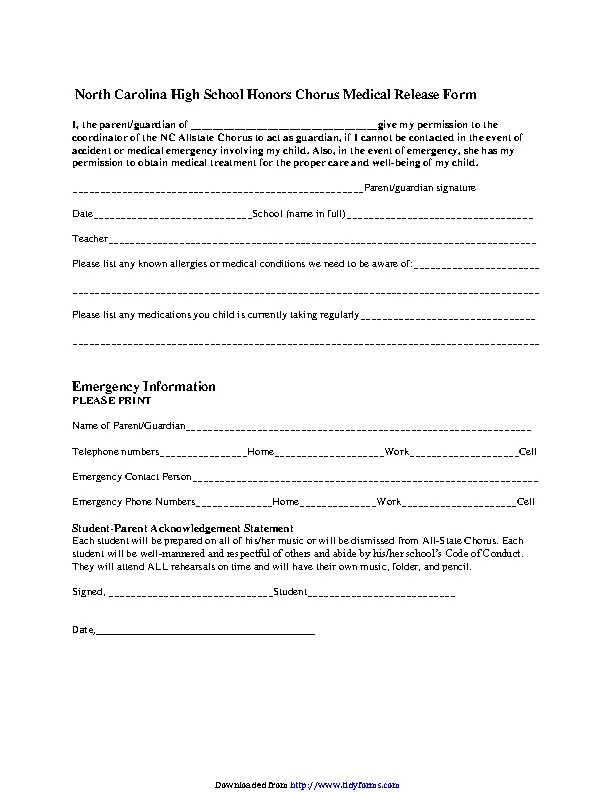 North Carolina Medical Release Form 2 - PDFSimpli