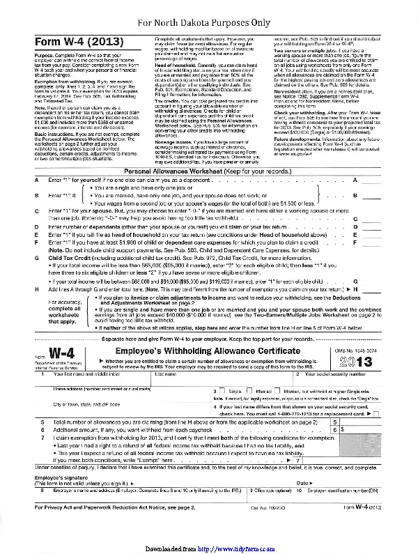 North Dakota Form W 4 2013 - PDFSimpli