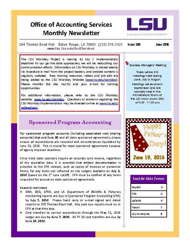 Office Of Accounting Services Monthly Newsletter - PDFSimpli