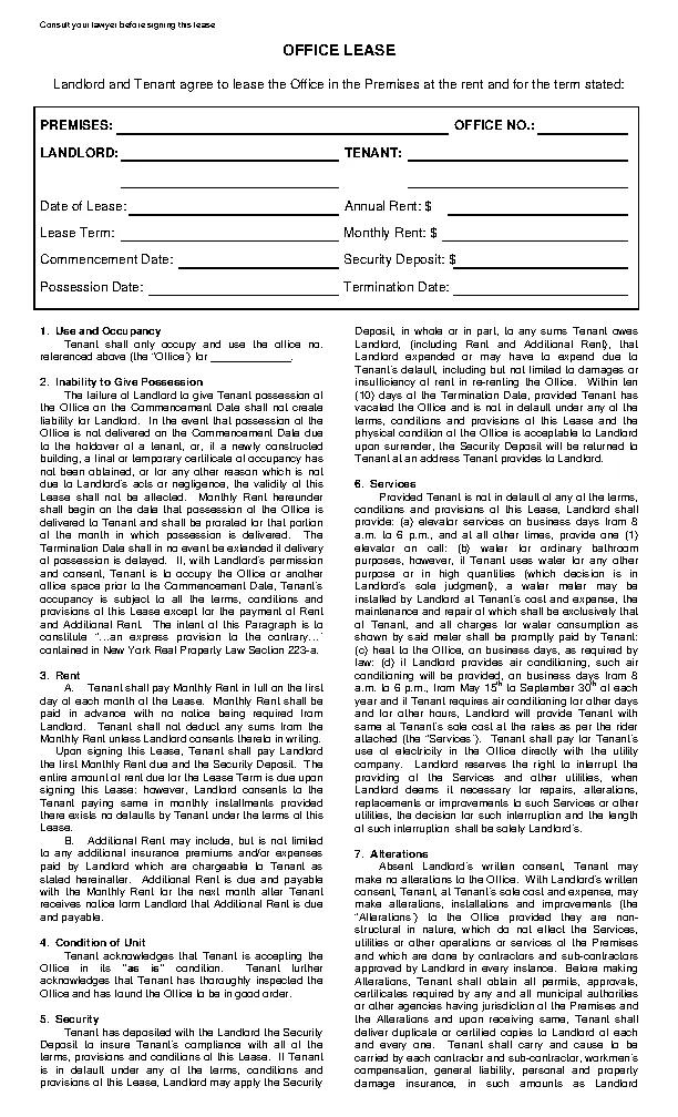 Office Rental Lease Example - PDFSimpli