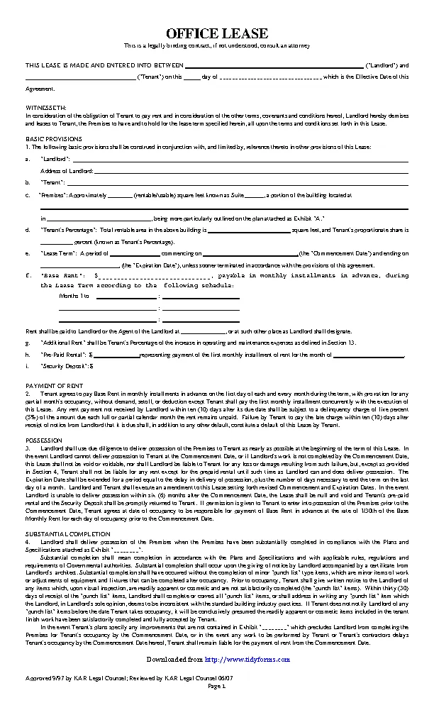 Office Space Lease Agreement - PDFSimpli