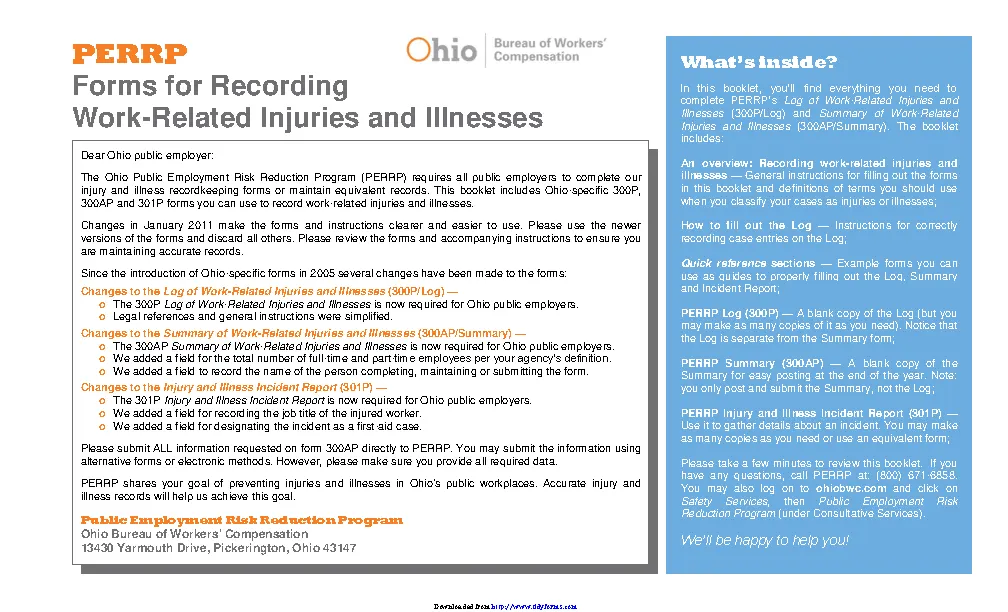 Ohio Forms For Recording Work Related Injuries And Illnesses - PDFSimpli