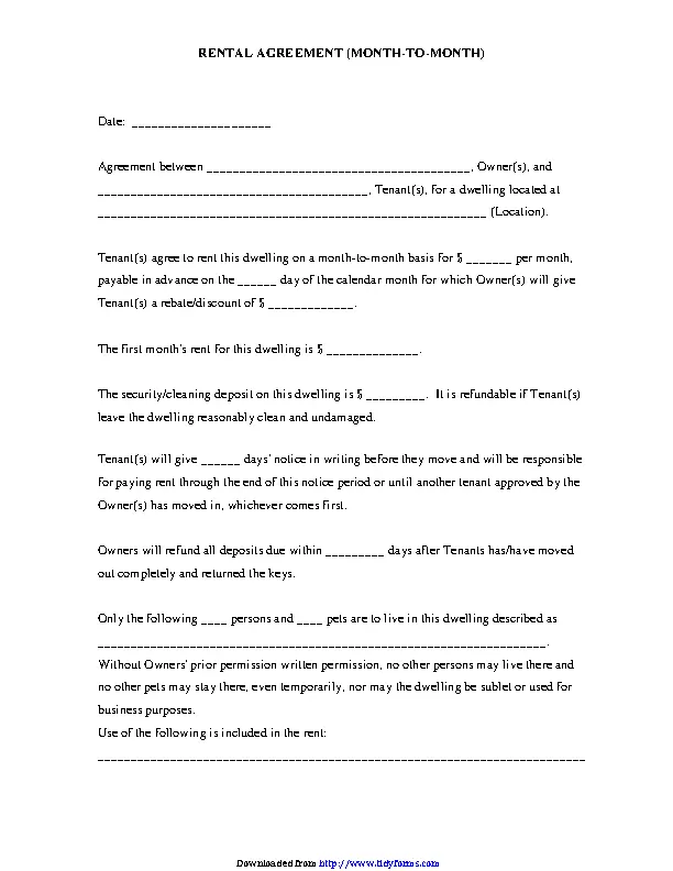 Ohio Month To Month Rental Agreement - PDFSimpli Ohio Month To Month Rental Agreement - PDFSimpli