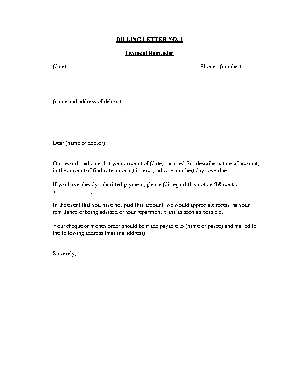 Overdue Payment Reminder Letter PDFSimpli