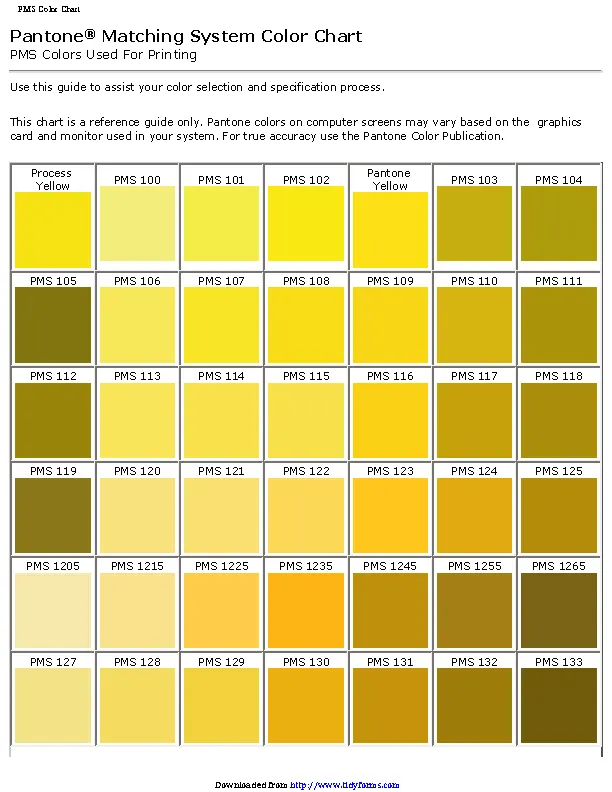 Pantone Matching System Color Chart - PDFSimpli