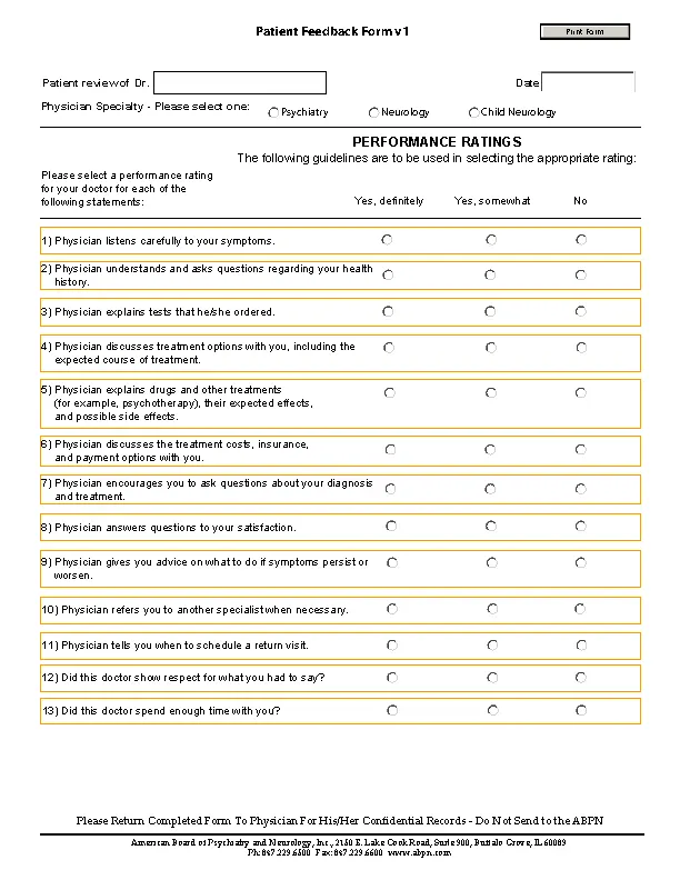 Patient Feedback Template - PDFSimpli