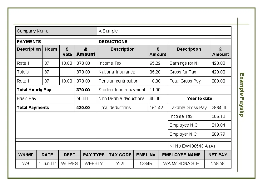 Pay Slip Template - PDFSimpli