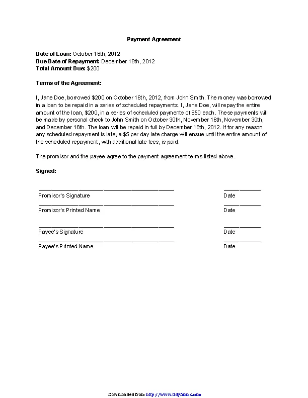 Payment Agreement Contract 2 - PDFSimpli