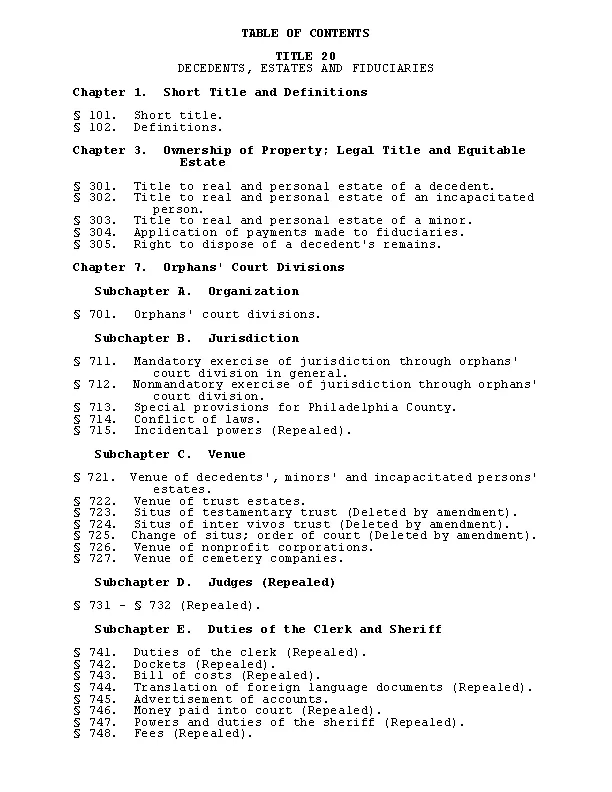 pennsylvania title 20 decdents estates fiduciaries - PDFSimpli
