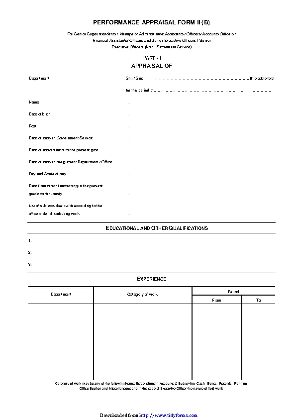 Performance Appraisal Form 1 - PDFSimpli