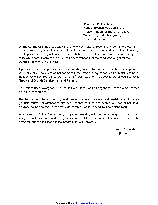 Personal Letters Of Recommendation - PDFSimpli