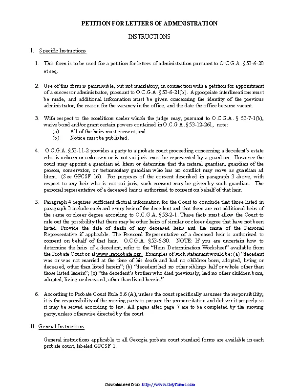 Petition For Letters Of Administration - PDFSimpli