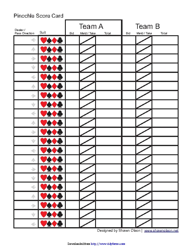 Pinochle Score Pad - PDFSimpli