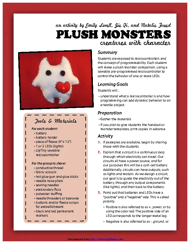 Plush Monster Template - PDFSimpli