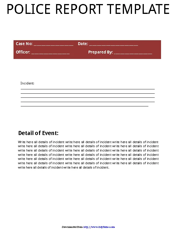 Police Report Template 2 - PDFSimpli